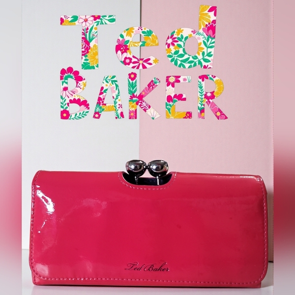 Ted Baker | Bags | Ted Baker Pink Patent Leather Clutch Wallet Preloved ...